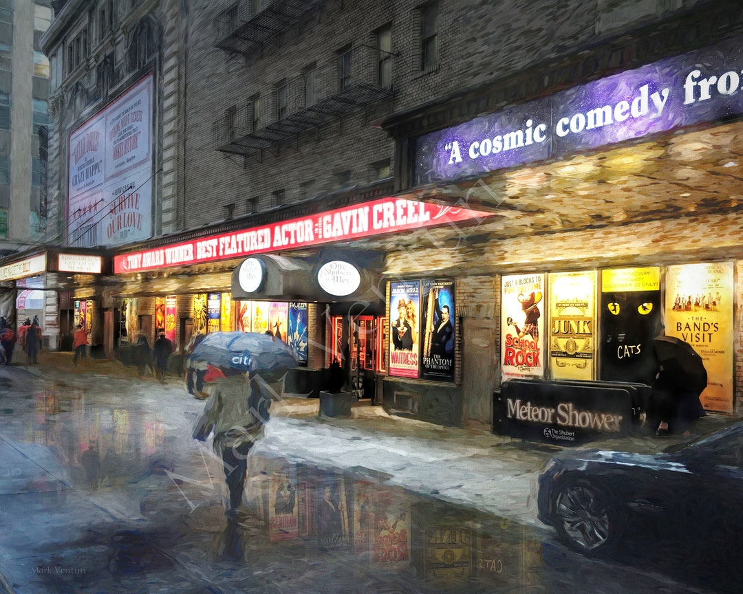 New York City, One Shubert Alley, Raining on Broadway, Broadway Print ...