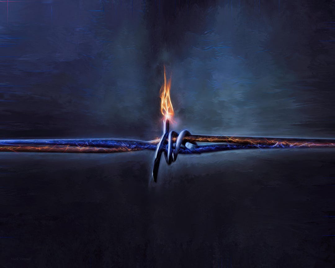 Barbed Wire Print, Combustion Print, Fine Art Photography, Barbed Wire ...