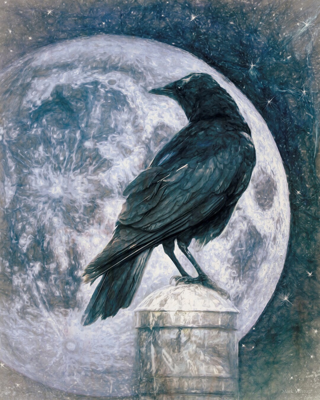 Crow Print, Black Crow Print, Crow Fine Art Print, Crow Full Moon Print ...