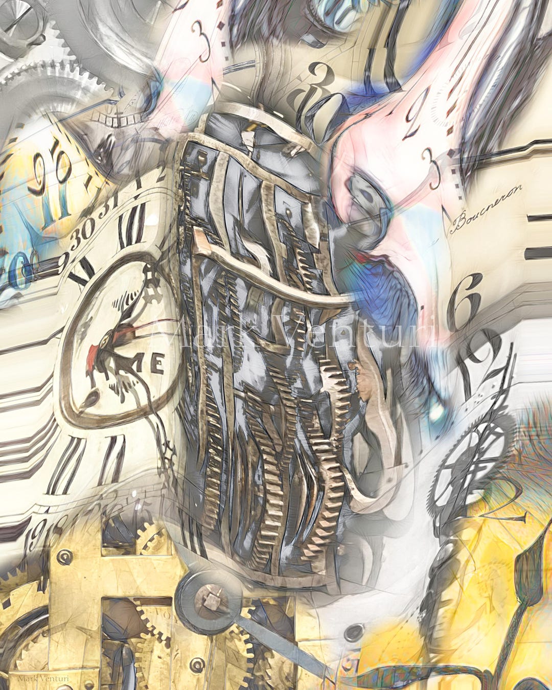 Clock Gears Abstract Art, Cogs & Clock Parts Print, Abstract Watch ...