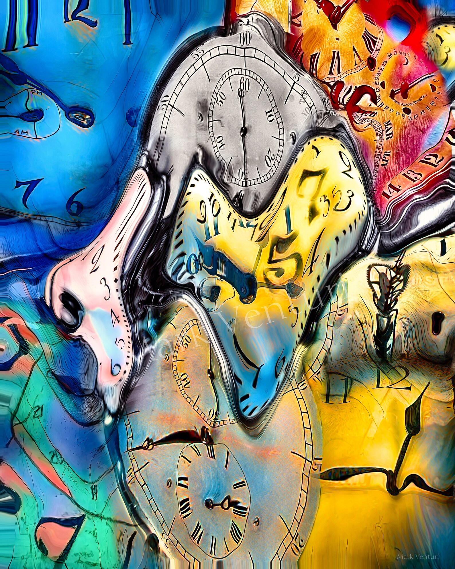 Time Obsession Print, Clocks Wall Art, Time Fascination Print, Fine Art ...