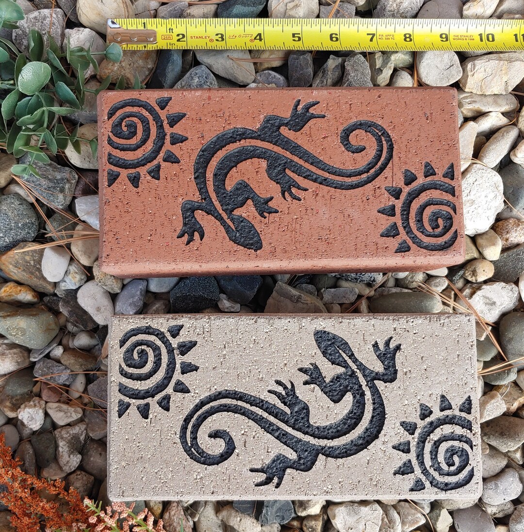 LIZARD GECKO Carved Stone / Engraved Brick Paver / Garden / Southwest ...