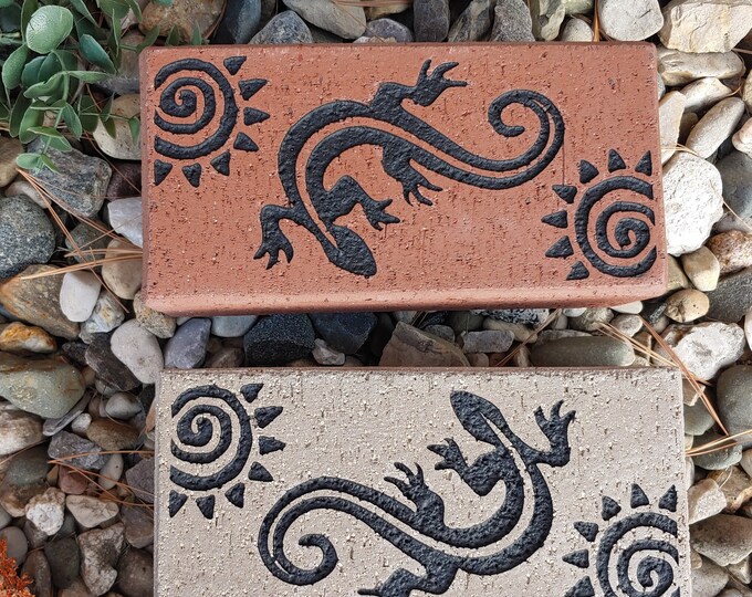 LIZARD GECKO Carved Stone / Engraved Brick Paver / Garden / Southwest ...