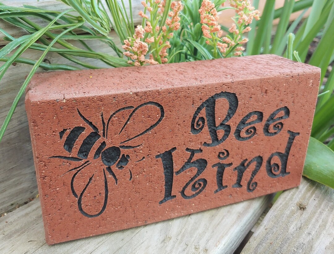 BEE KIND Custom Honey Bee Garden Large Engraved Brick Paver Stone ...