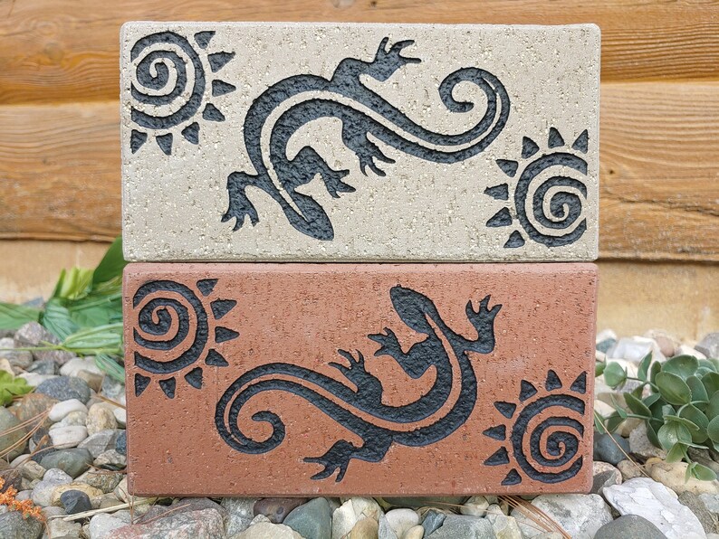 LIZARD GECKO Carved Stone / Engraved Brick Paver / Garden / Southwest ...