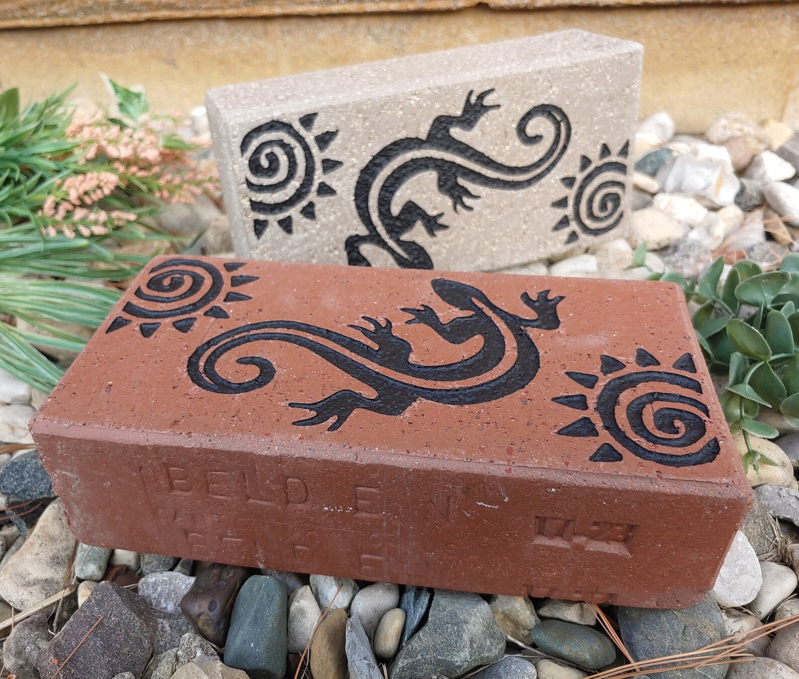 LIZARD GECKO Carved Stone / Engraved Brick Paver / Garden / Southwest ...