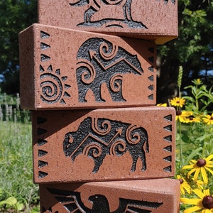 Medicine Wheel Spirit Animal Stones / Brick Pavers Carved - Engraved ...