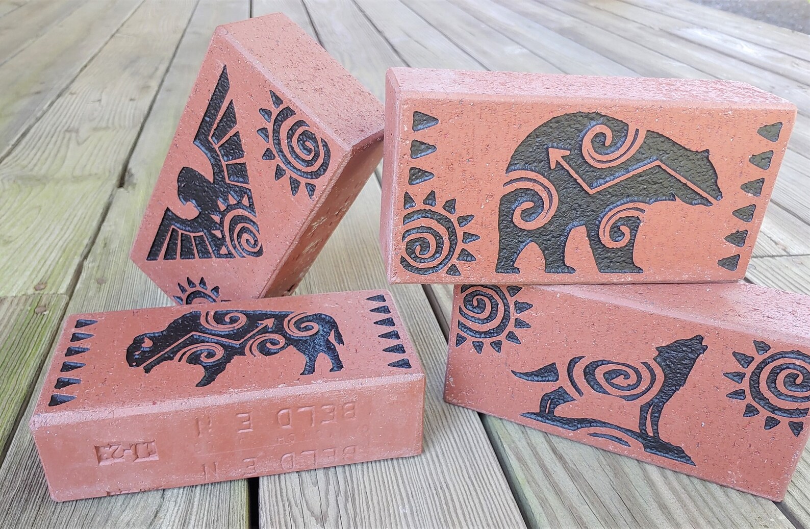 Medicine Wheel Spirit Animal Stones / Brick Pavers Carved - Engraved ...