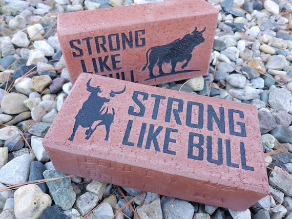 STRONG LIKE BULL / Carved Clay Brick Paver / Garden Stone Rock | Etsy