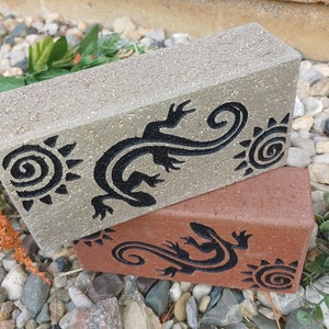LIZARD GECKO Carved Stone / Engraved Brick Paver / Garden / Southwest ...