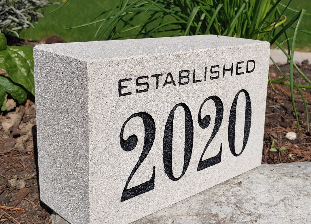 Established 2020 Solid Limestone Marker / Stone Block Brick Rock -- 5x8 ...