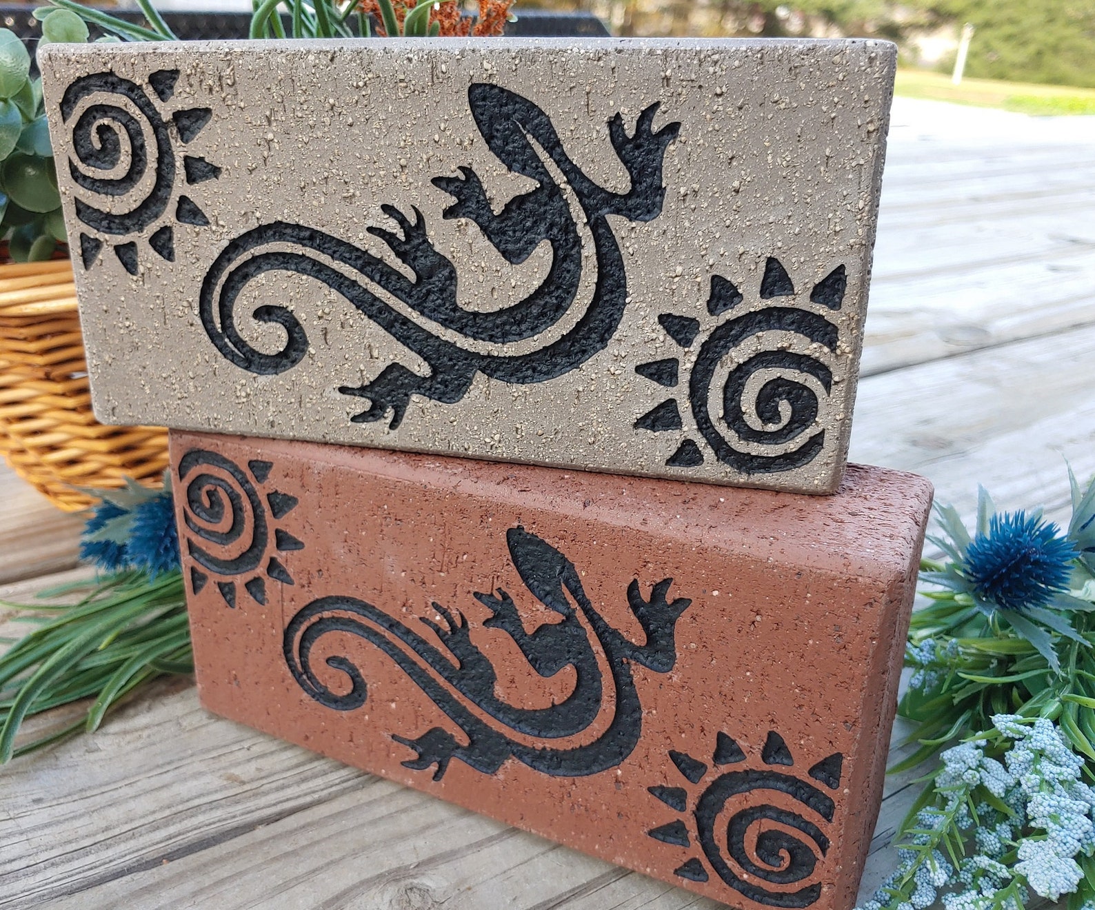 LIZARD GECKO Carved Stone / Engraved Brick Paver / Garden / Southwest ...