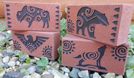 Medicine Wheel Spirit Animal Stones / Brick Pavers Carved - Etsy