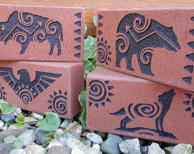 Medicine Wheel Spirit Animal Stones / Brick Pavers Carved - Engraved ...