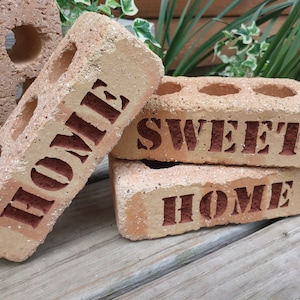 3 Piece Set - HOME SWEET HOME Custom Carved Brick Name Blocks ...