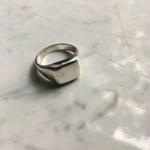 Silver Signet Ring, Square Signet Ring Silver, Square Chevalier Ring ...