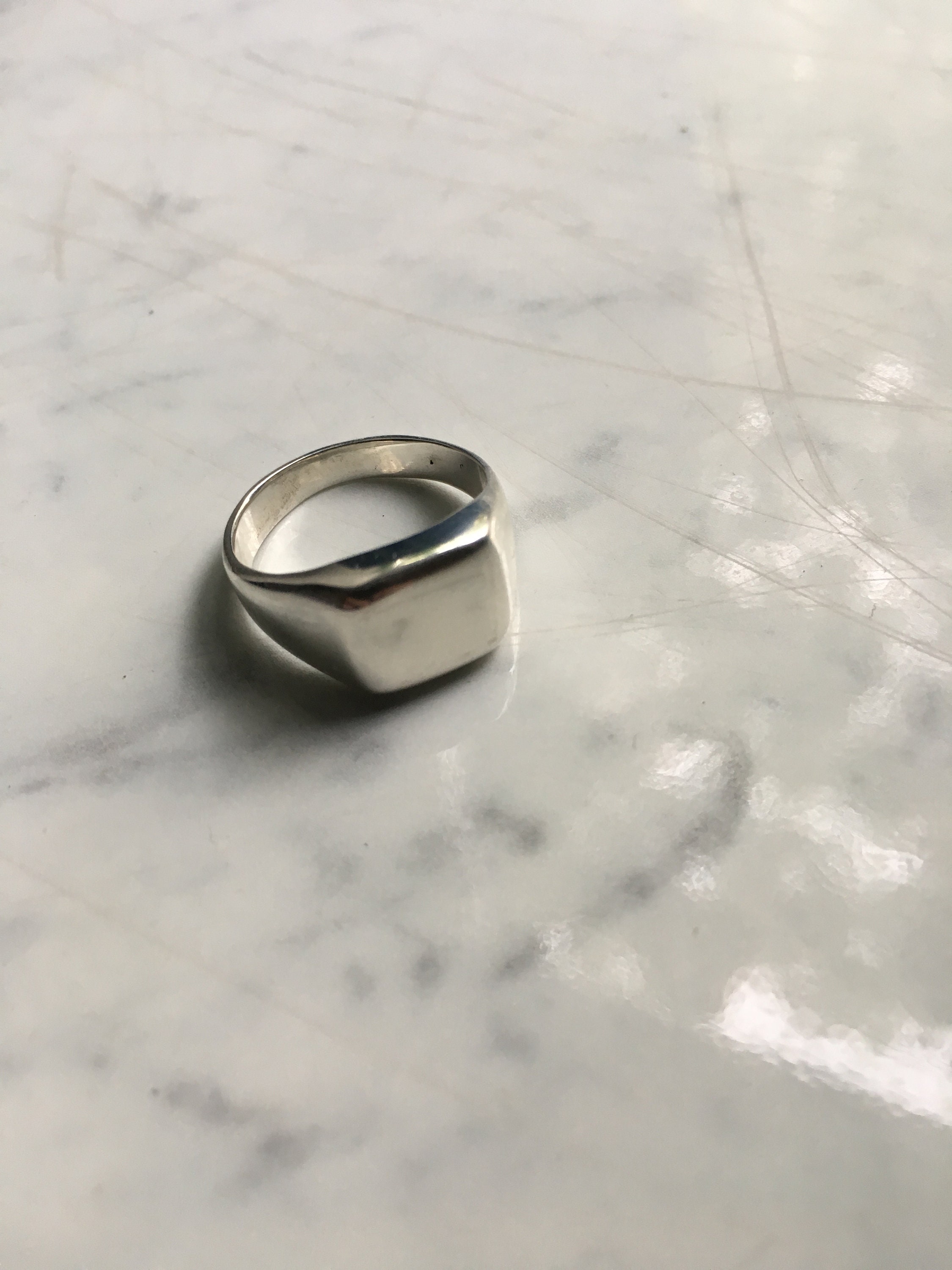 Silver Signet Ring Square Signet Ring Silver Square | Etsy