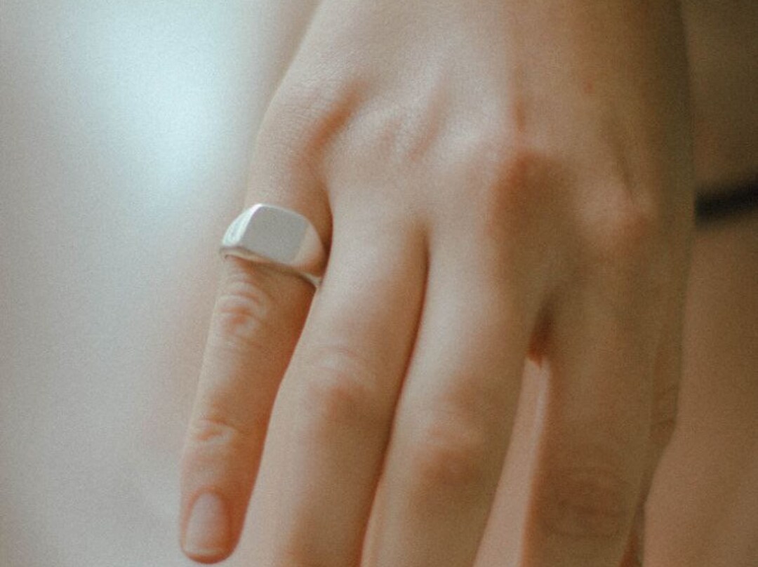 Silver Signet Ring, Square Signet Ring Silver, Square Chevalier Ring ...