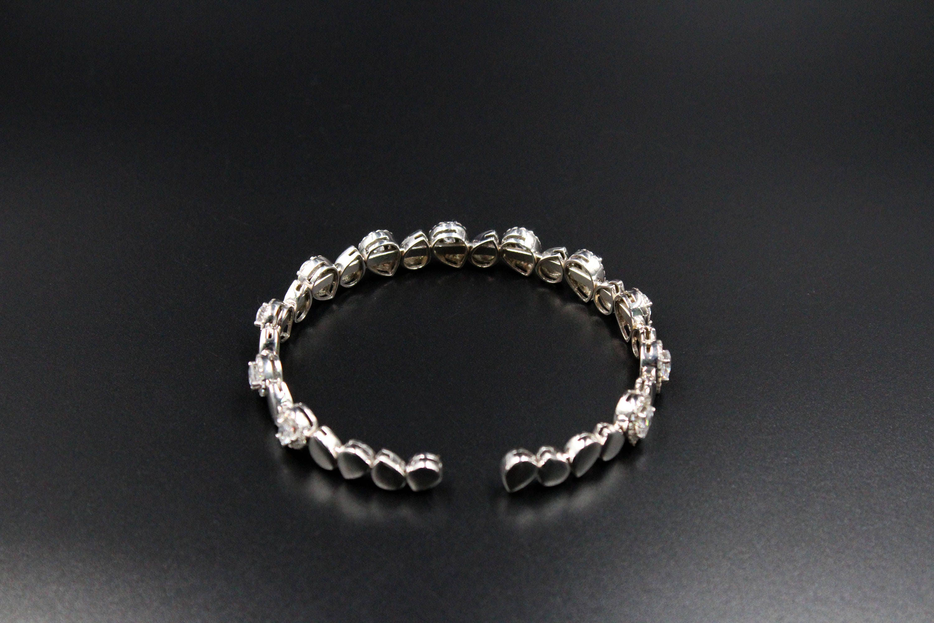 Teardrop Bangle Silver Bracelet CZ Bangle Zirconia | Etsy