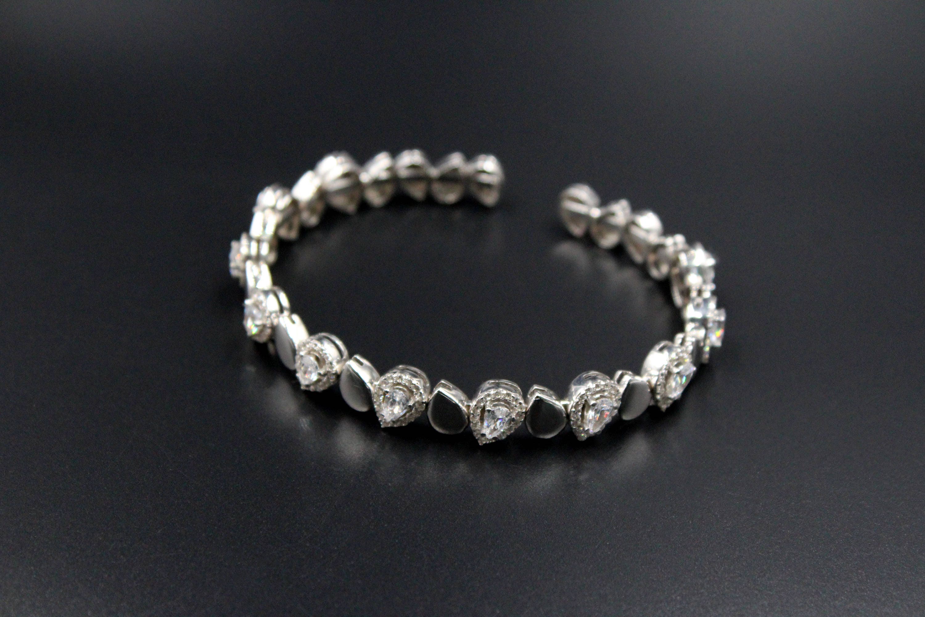 Teardrop Bangle Silver Bracelet CZ Bangle Zirconia | Etsy