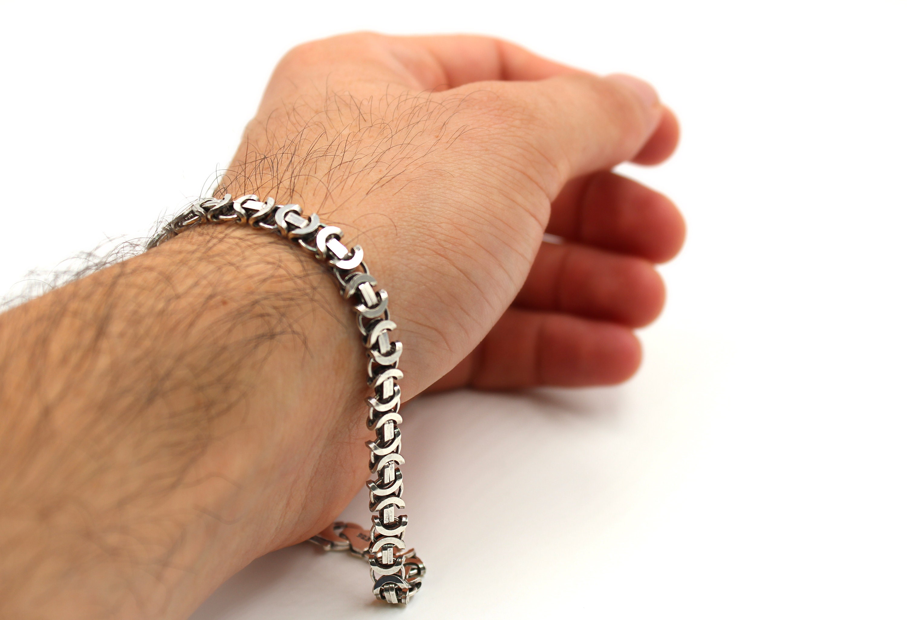 Mens Chain Bracelet Mens Bracelet Sterling Silver Specialty | Etsy