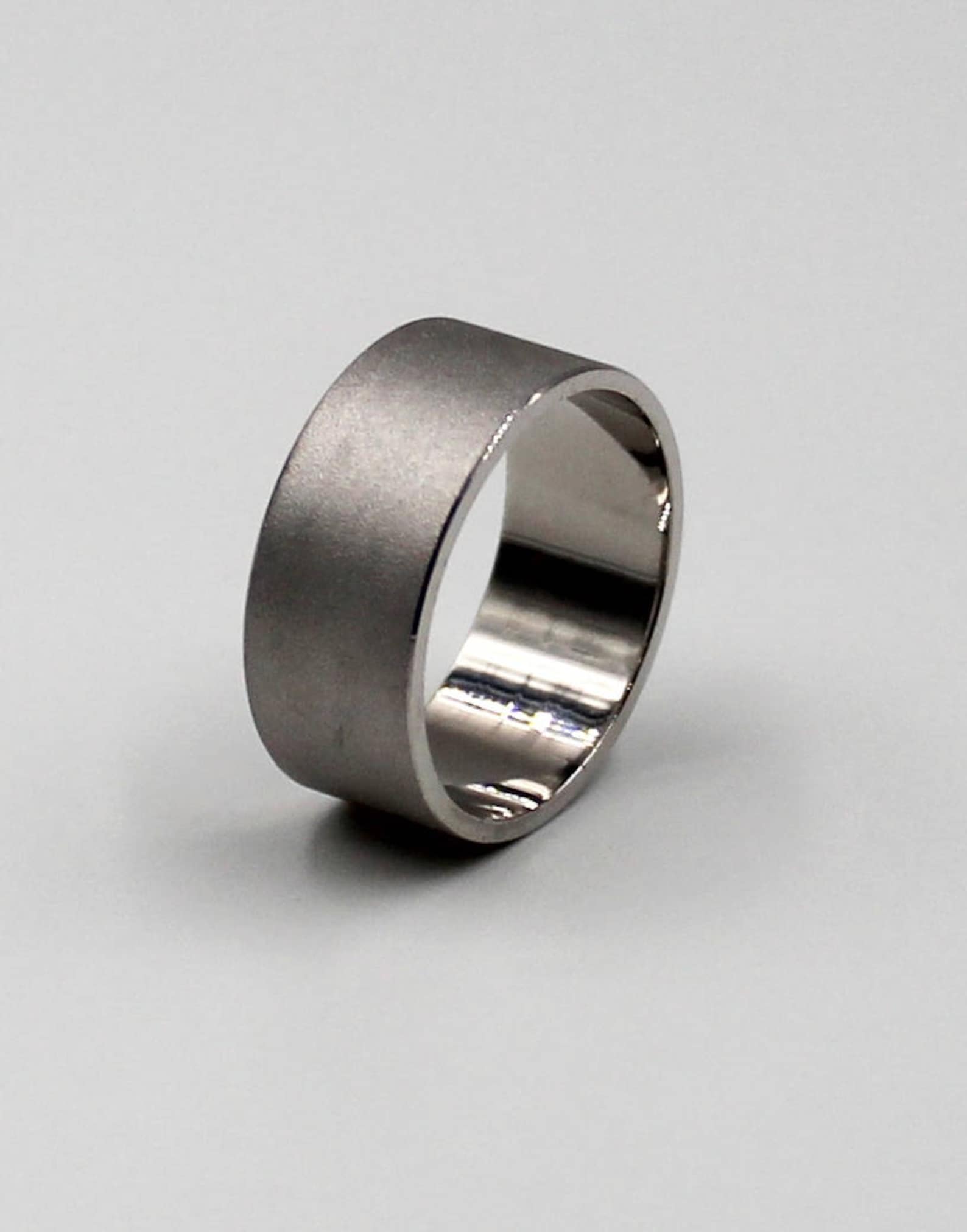 8mm Silver Ring Sand Blast Finish Flat Ring Comfort Fit - Etsy