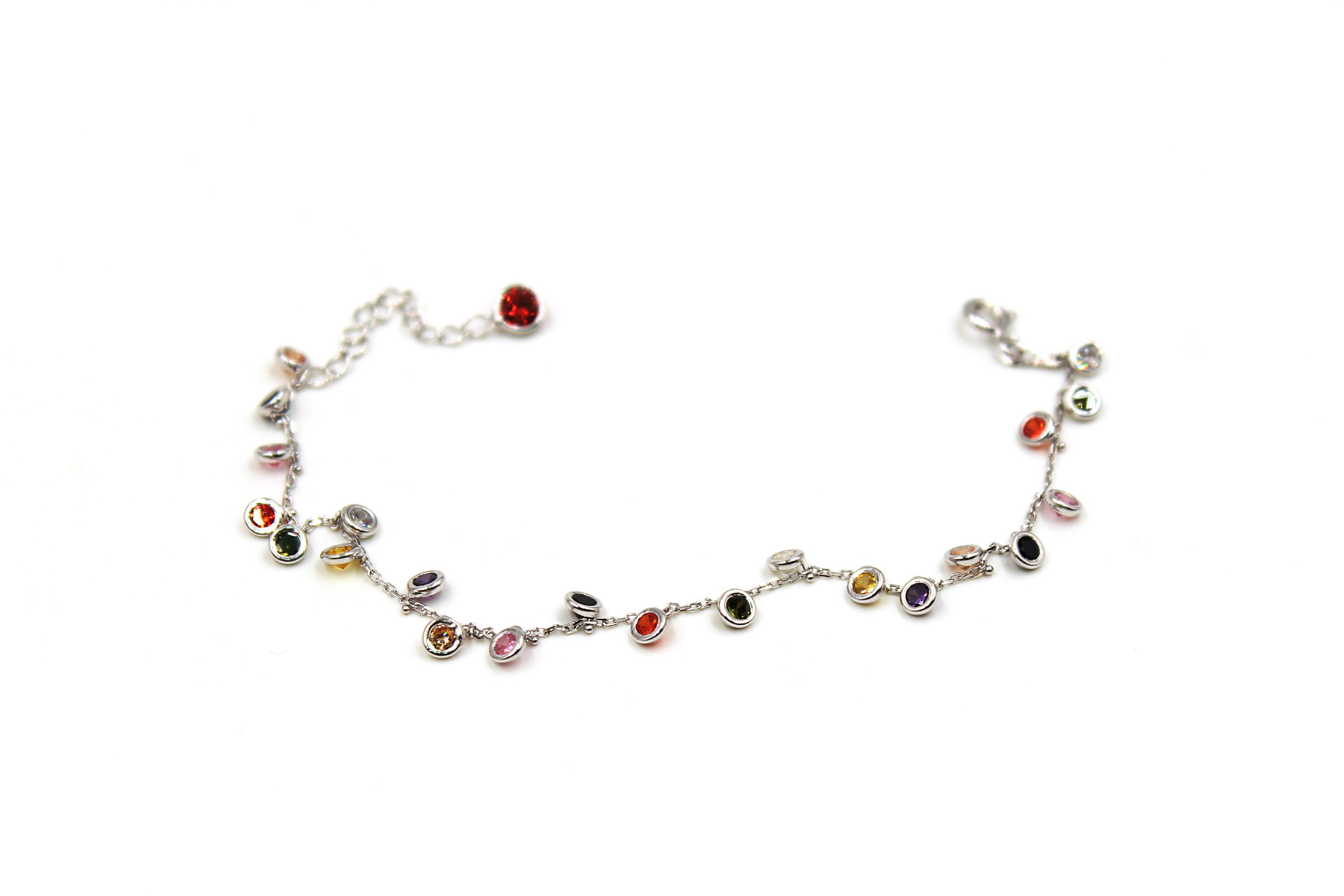 Rainbow Bracelet Mini Charm Bracelet Charm Anklet Sterling - Etsy