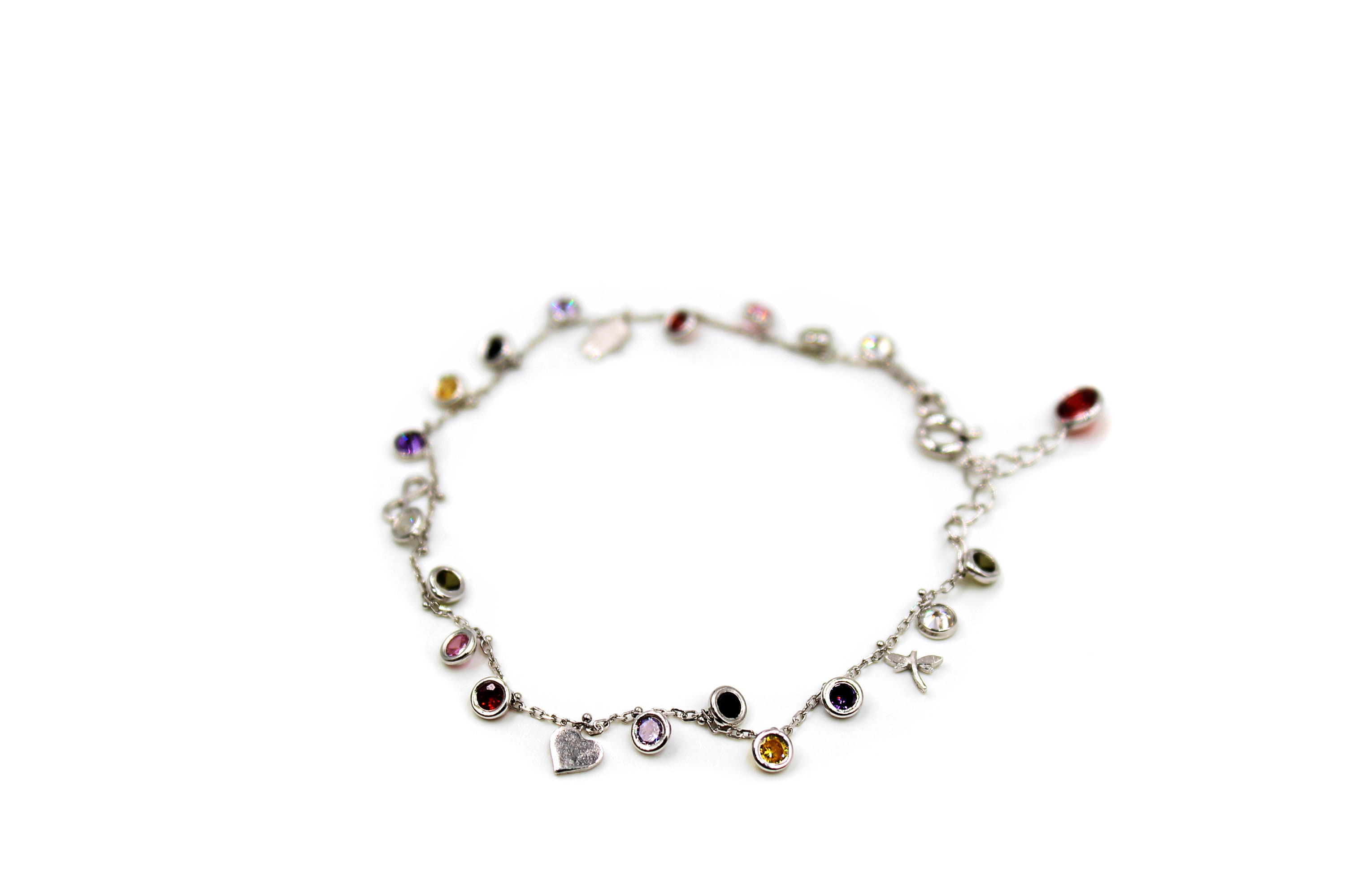 Rainbow Bracelet Mini Charm Bracelet Charm Anklet Sterling - Etsy