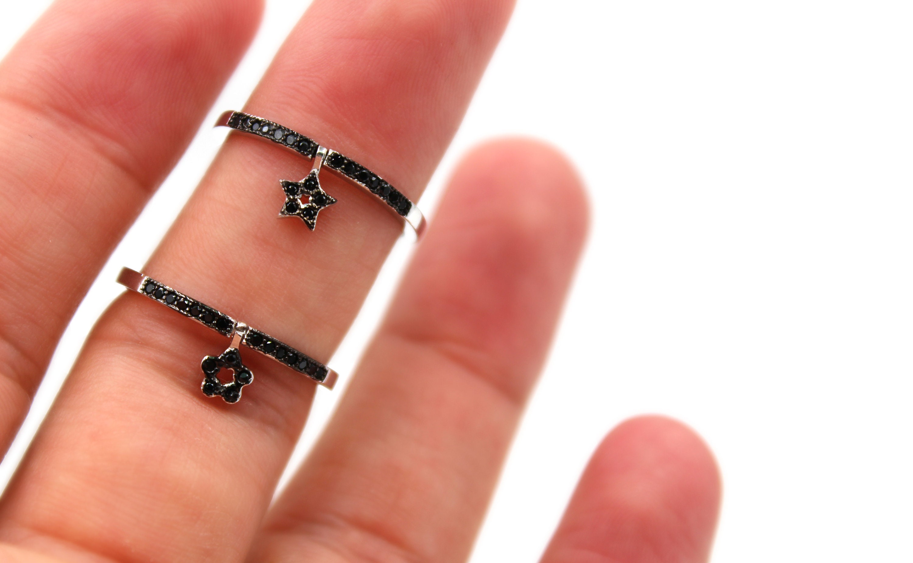 Dangle Ring Flower Ring Sterling Silver Ring Star Ring - Etsy