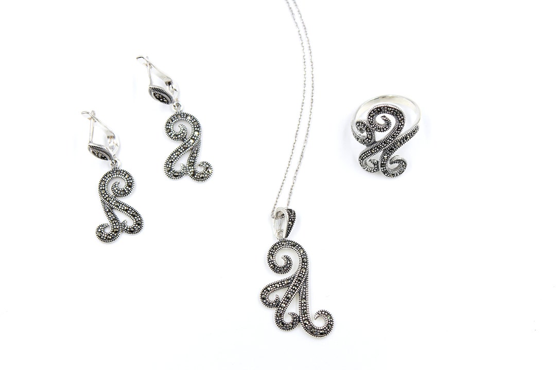 Scrollwork Jewelry Marcasite Jewelry Filigree Necklace - Etsy