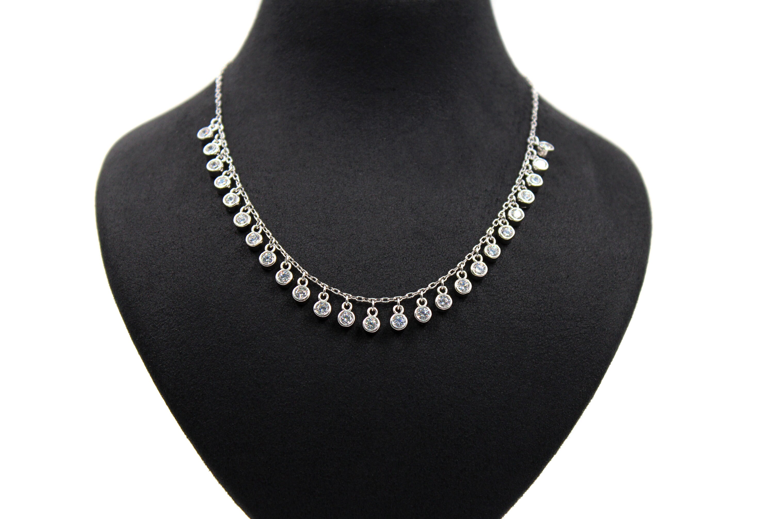 Sterling Silver Drop Choker Drop Necklace Dangle Necklace - Etsy