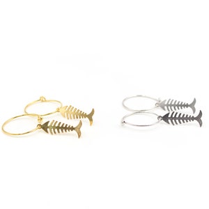 Fish Hoop Earrings Gold & Silver Fish Earrings Boho Dangling - Etsy