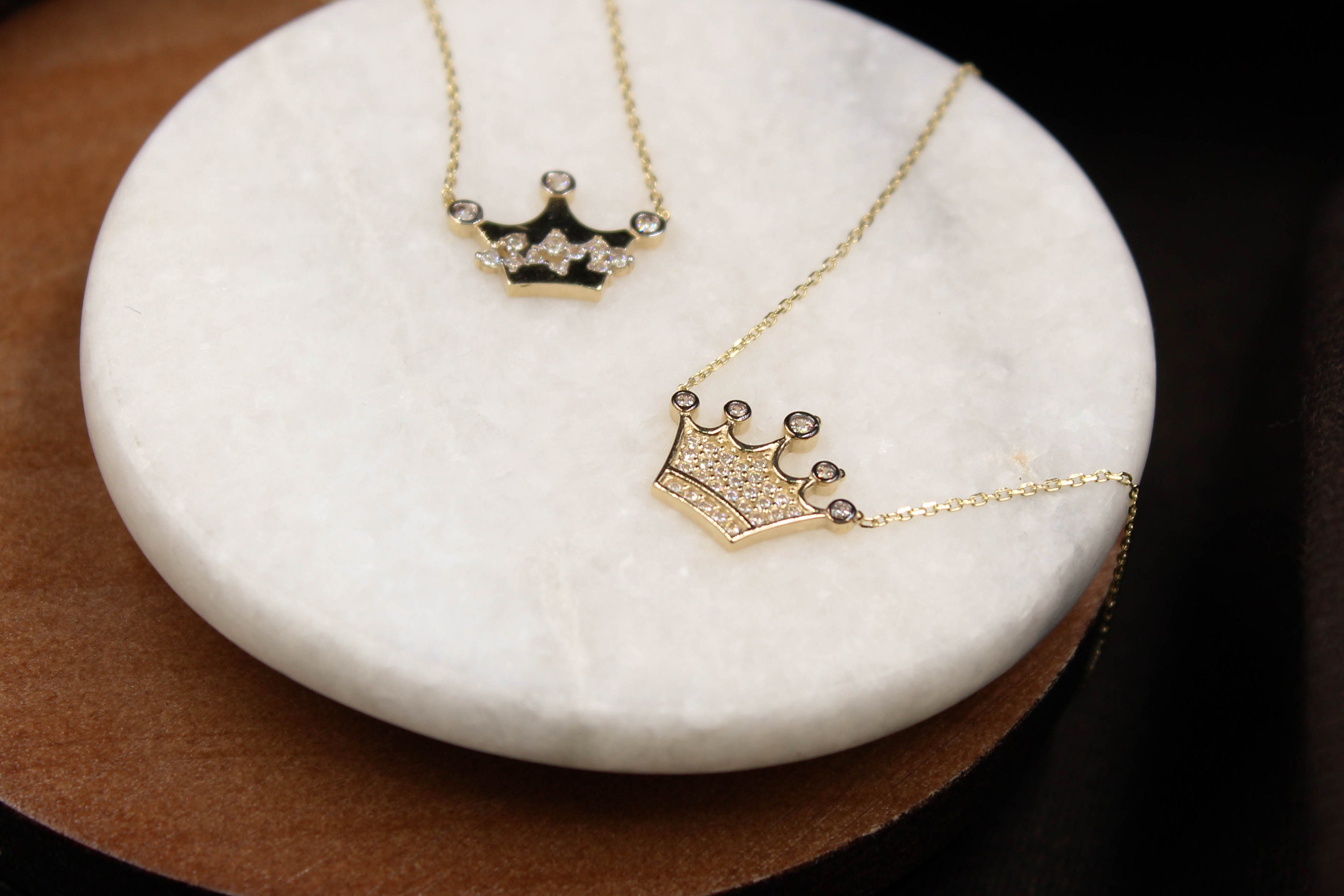 14k Gold Crown Necklace Mini Crown Necklace Gold Queen | Etsy