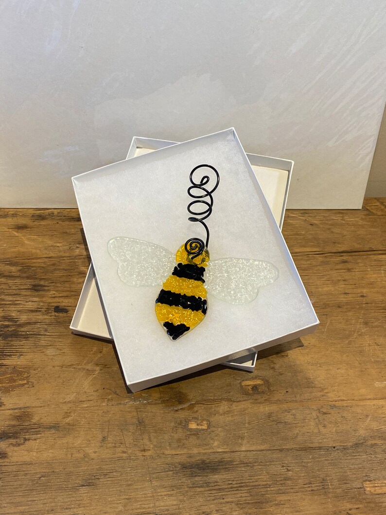 Handmade Fused Glass Bumble Bee Christmas Tree Ornament Made in ...