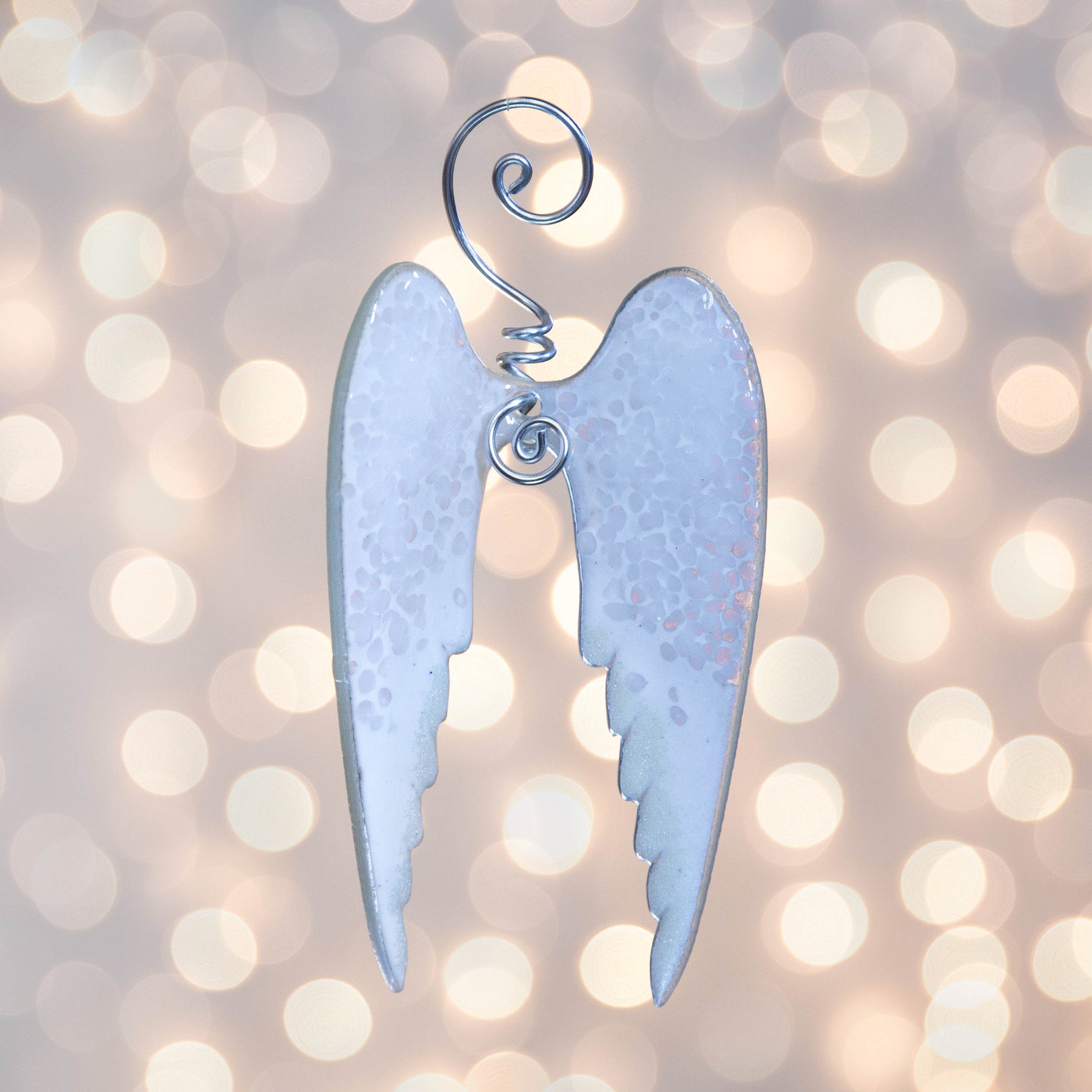 Handmade Fused Glass Angel Wings Christmas Tree Ornament Made in ...