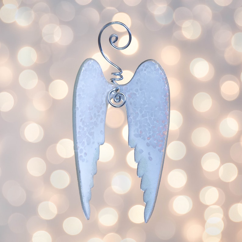 Handmade Fused Glass Angel Wings Christmas Tree Ornament Made - Etsy