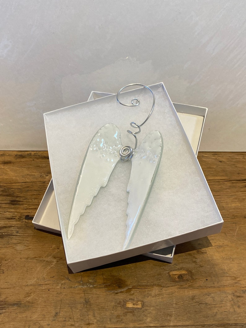 Handmade Fused Glass Angel Wings Christmas Tree Ornament Made - Etsy