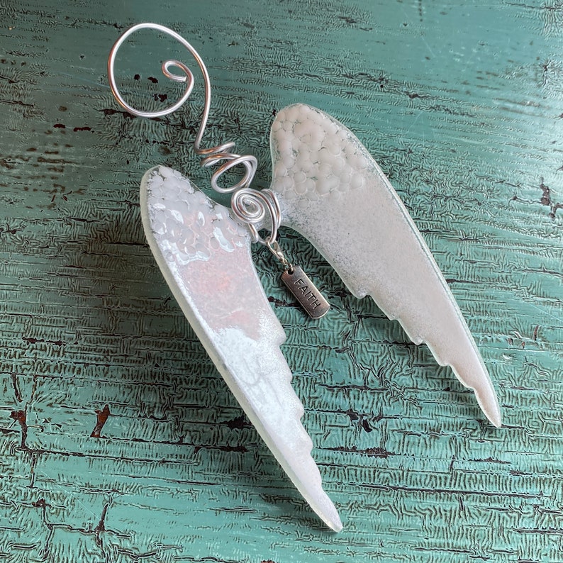 Handmade Fused Glass Angel Wings Christmas Tree Ornament Made - Etsy