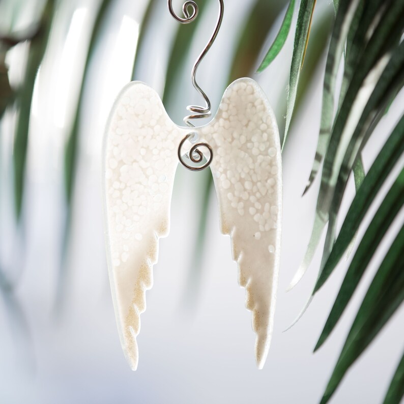 Handmade Fused Glass Angel Wings Christmas Tree Ornament Made - Etsy
