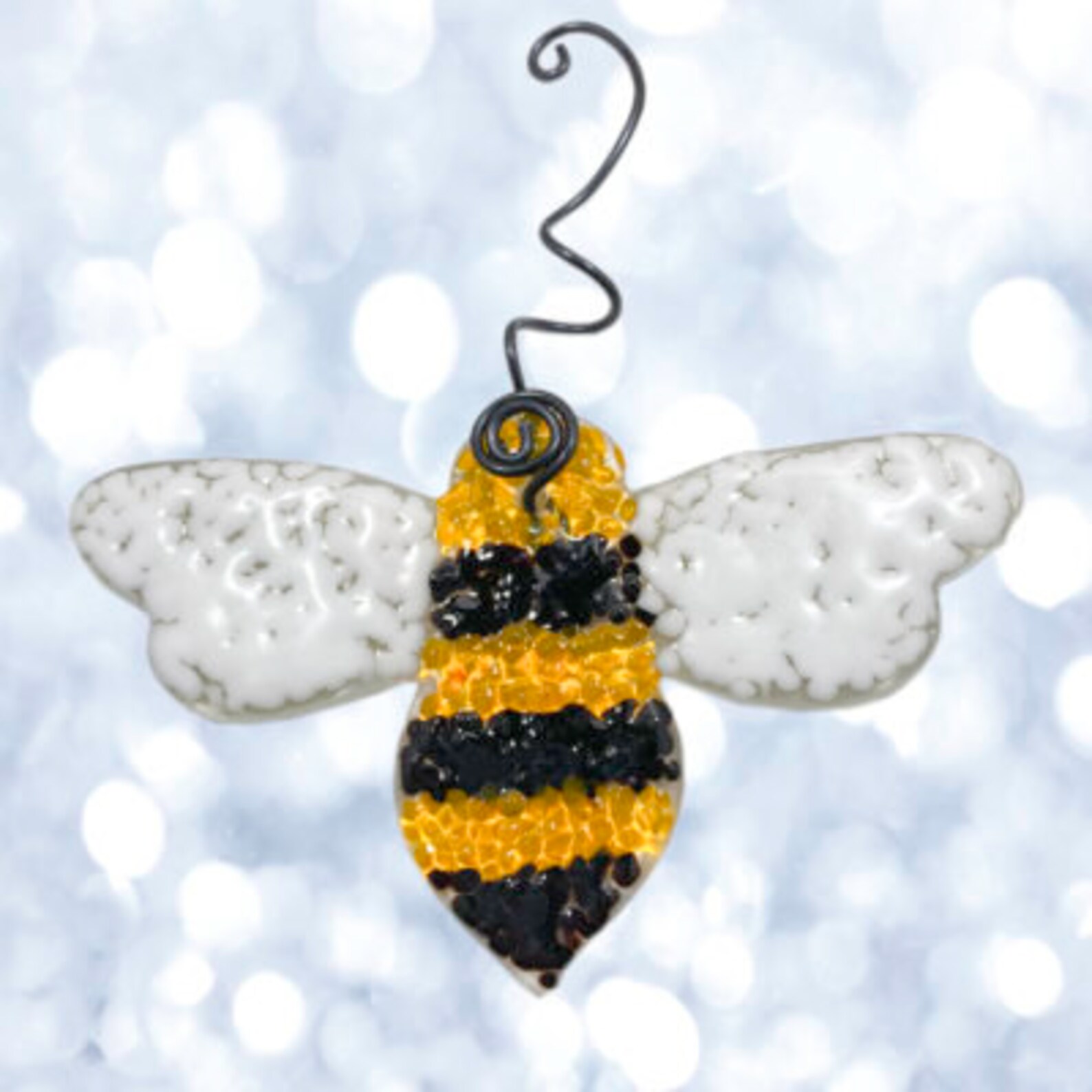 Handmade Fused Glass Bumble Bee Christmas Tree Ornament Made in ...