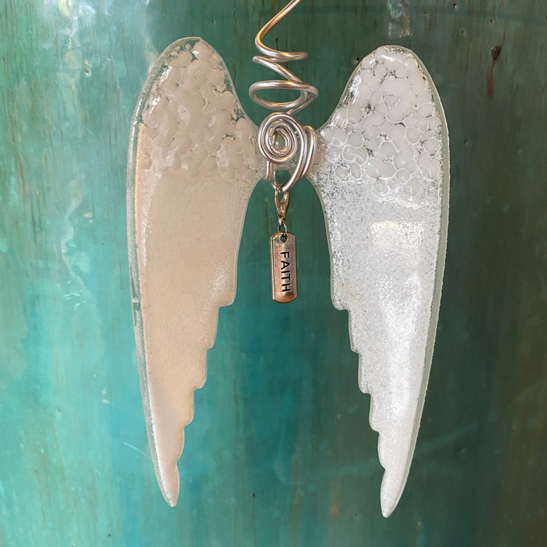Handmade Fused Glass Angel Wings Christmas Tree Ornament Made - Etsy