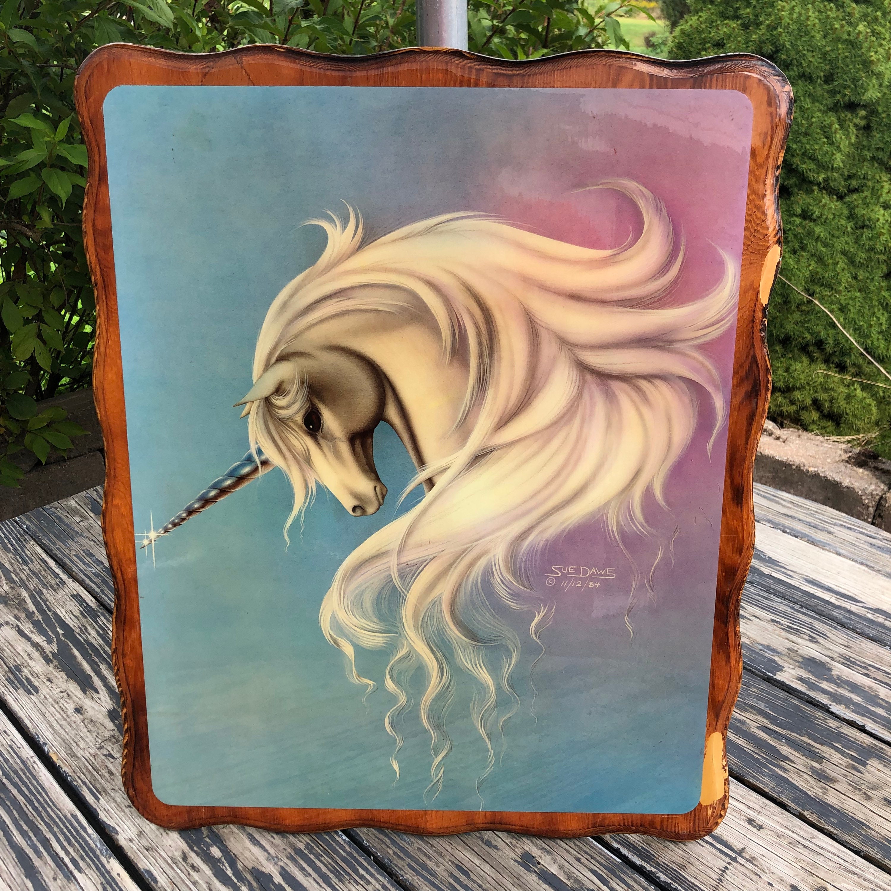 Vintage 1980s Sue Dawe Unicorn Painting Wall Hanging Picture - Etsy