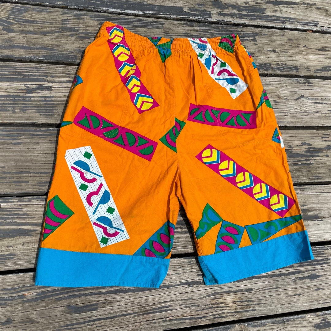 Vintage 80s Surfer Style Board Shorts Memphis Style Print Size L 36 ...