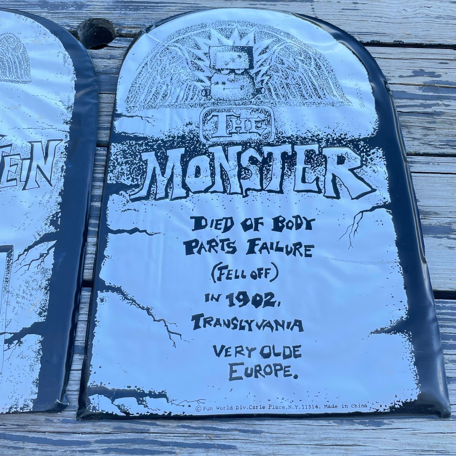 Vintage 1990s Fun World Plastic Tombstones Halloween Decor Large Size ...