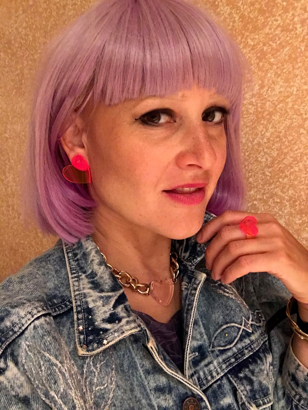 Hot Pink Florescent Habibi Black Light Day Glow Cute Heart - Etsy