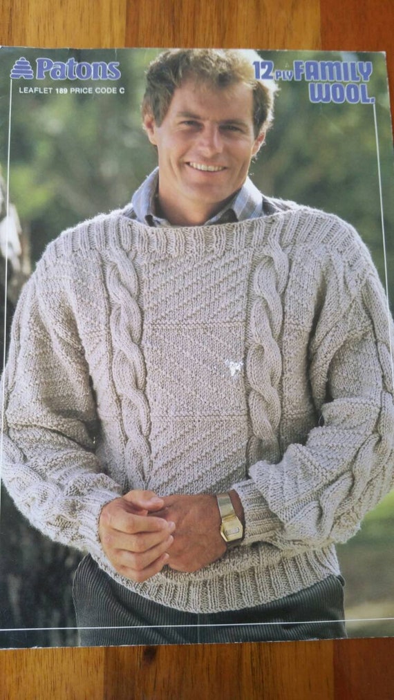 Patons 189 Men's Cable Knits in 12 Ply Bust/chest - Etsy