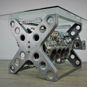 Rotating Engine Block Coffee Table - X Frame Customizable Man Cave ...