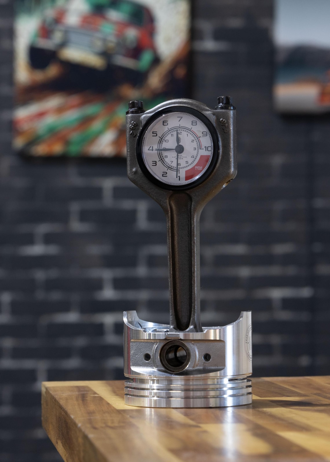 Engine Piston Clock - White RPM Gauge Face, Gift for Car Guy - Etsy