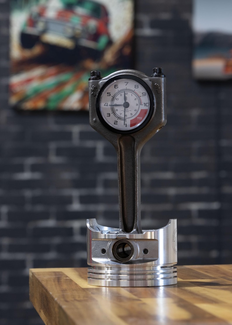 Engine Piston Clock - White RPM Gauge Face, Gift for Car Guy - Etsy