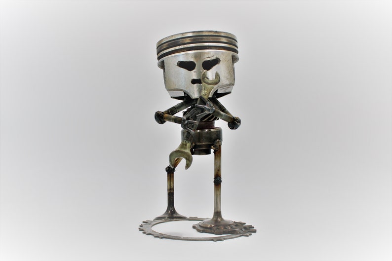 Piston Man Desk Statue: Handmade Car Parts Art, Automotive Gift - Etsy